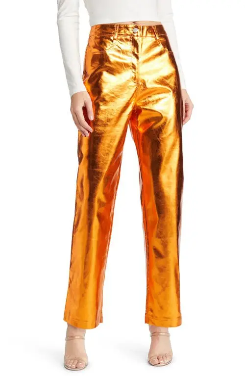 AMY LYNN Shiny Straight Leg Pants