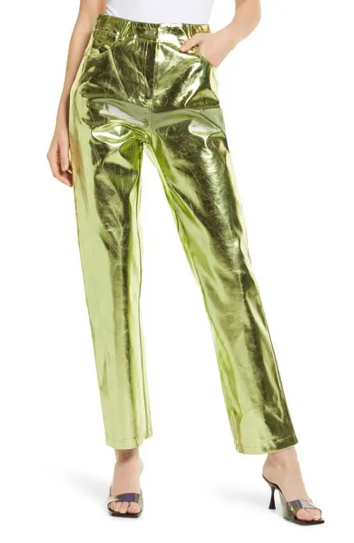 AMY LYNN Shiny Straight Leg Pants - Lime