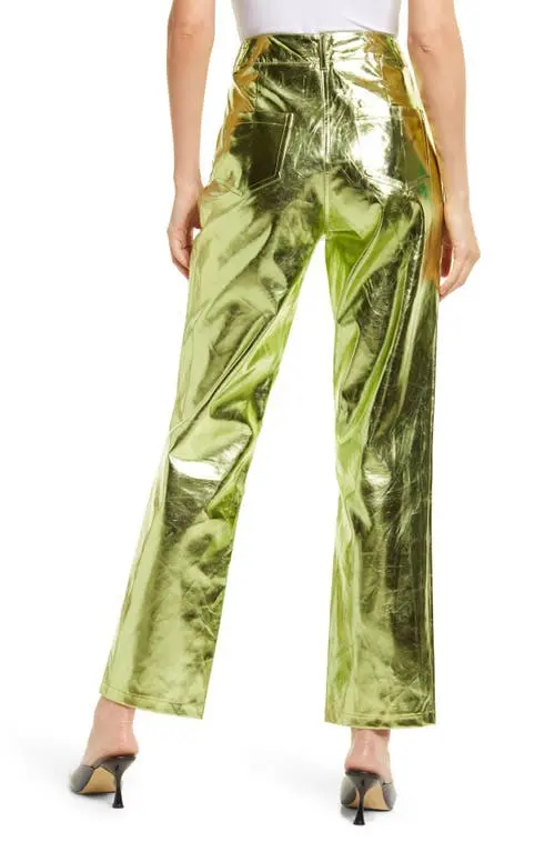 AMY LYNN Shiny Straight Leg Pants - Lime