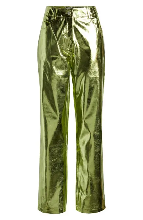 AMY LYNN Shiny Straight Leg Pants - Lime