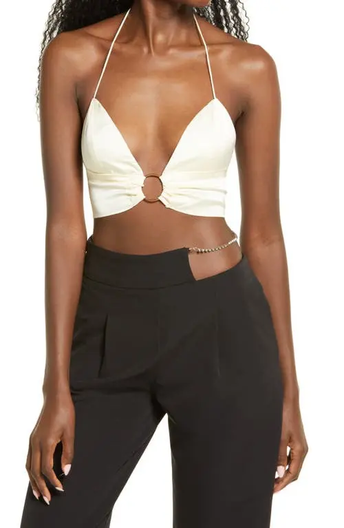 AMY LYNN Ibiza Satin Halter Top - Beige