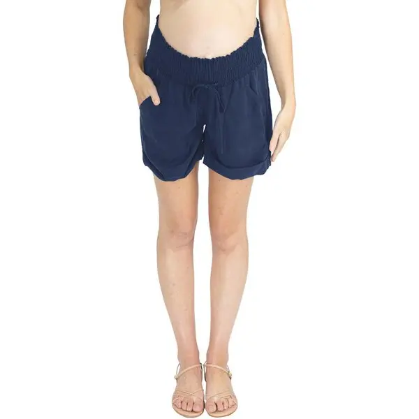 ANGEL MATERNITY Tencel® Maternity Shorts - Navy