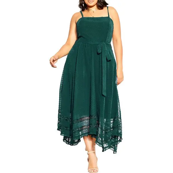 City Chic Flirty Nature Midi Dress - Jade
