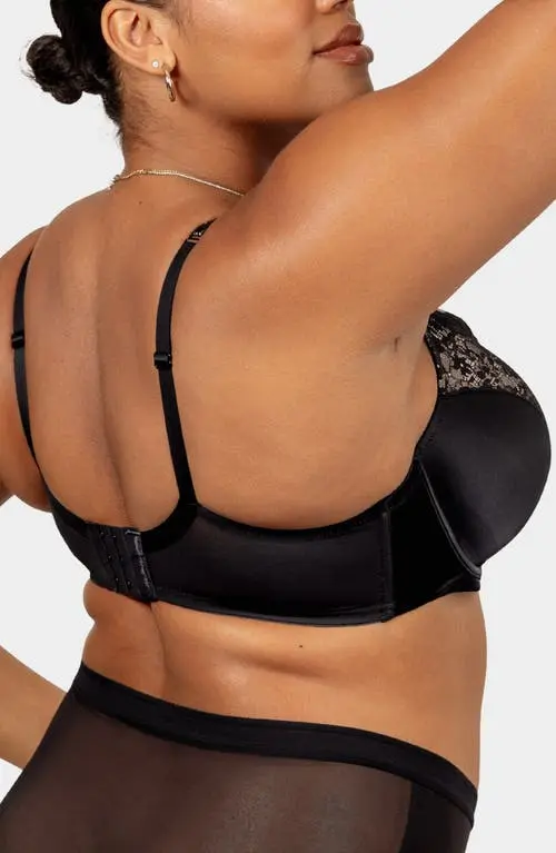 CURVY COUTURE Tulip Lace Balconette Bra - Black