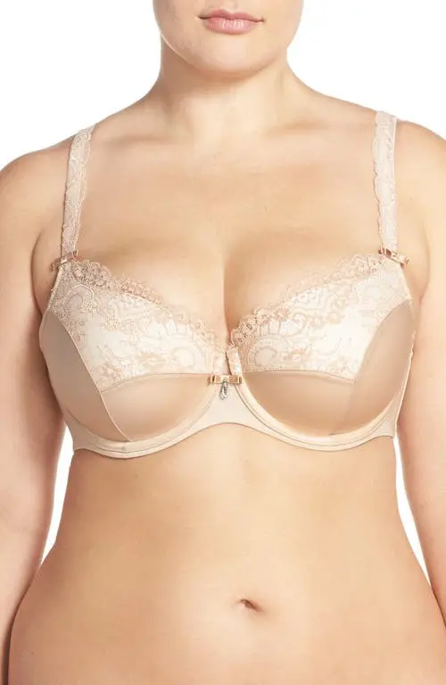 CURVY COUTURE Tulip Lace Balconette Bra - Bombshell Nude