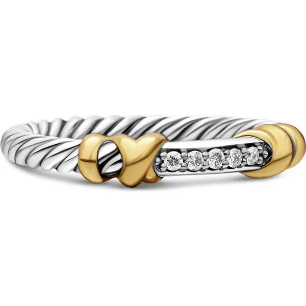David Yurman Petite Helena Wrap Ring With Diamonds And 18k Yellow Gold - Diamond/silver