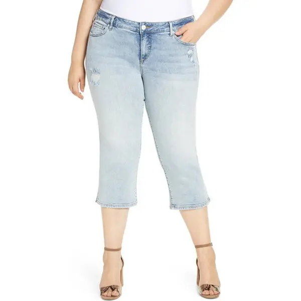 SLINK JEANS Distressed Crop Straight Leg Jeans - Louise