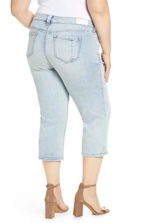 SLINK JEANS Distressed Crop Straight Leg Jeans - Louise