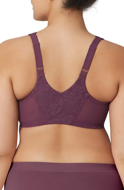GLAMORISE Wonderwire® Front Close Lacy T-back Underwire Bra - Black Plum