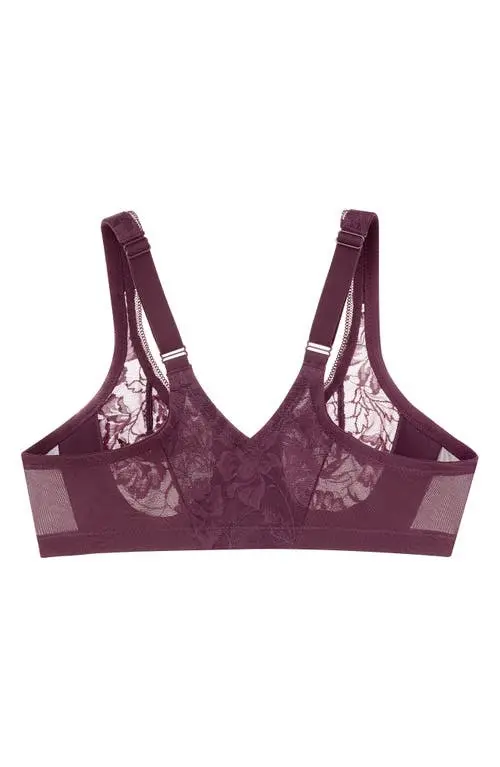 GLAMORISE Wonderwire® Front Close Lacy T-back Underwire Bra - Black Plum