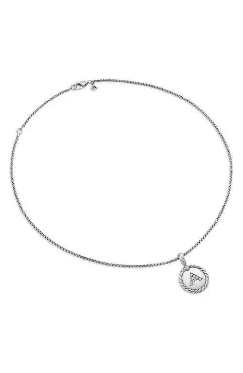 David Yurman Initial Charm Diamond Necklace - Silver/diamond-a