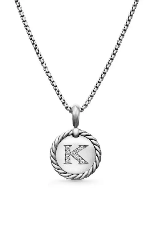 David Yurman Initial Charm Diamond Necklace - Silver/diamond-k