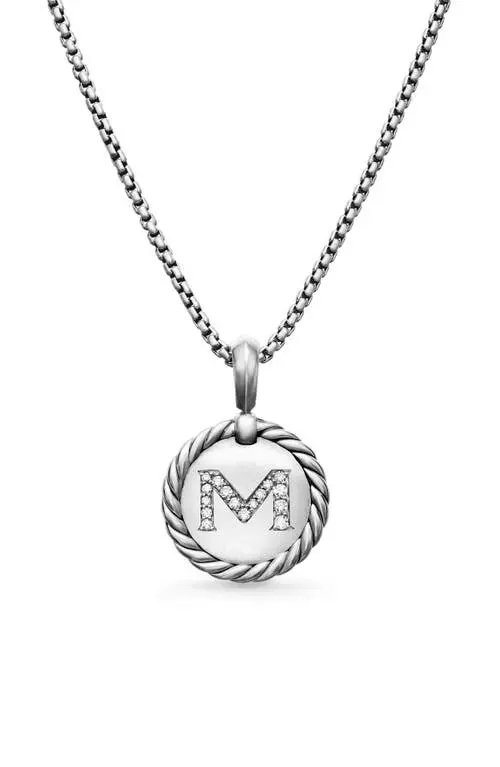 David Yurman Initial Charm Diamond Necklace - Silver/diamond-m