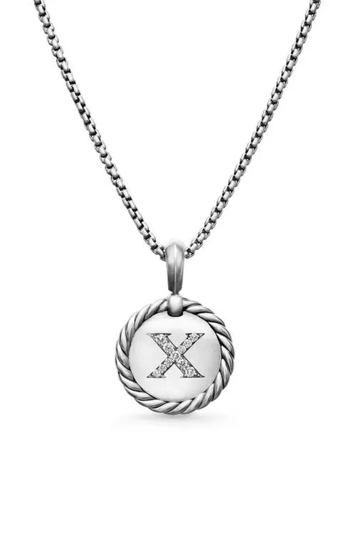 David Yurman Initial Charm Diamond Necklace - Silver/diamond-x