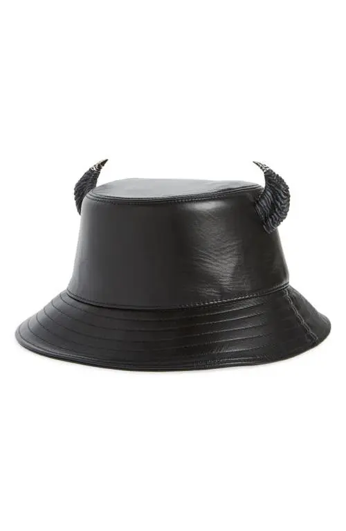 Givenchy Leather Bucket Hat With Horns - Black | Editorialist display picture 1