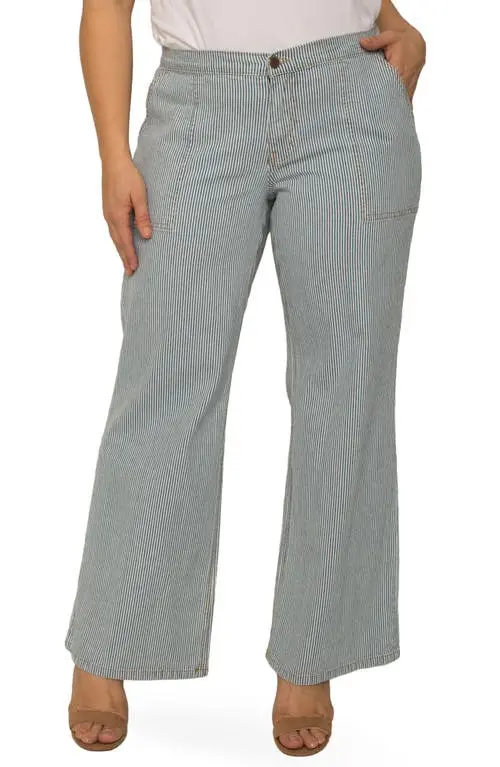 STANDARDS & PRACTICES Mona High Waist Wide Leg Jeans - Blue Stripes