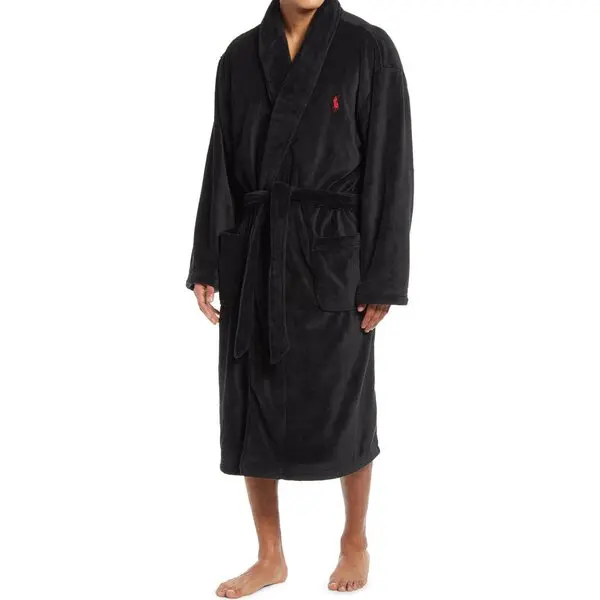 Ralph Lauren Microfiber Robe - Polo Black