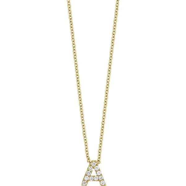 Bony Levy 18k Gold Pavé Diamond Initial Pendant Necklace - 18k Yellow Gold - A