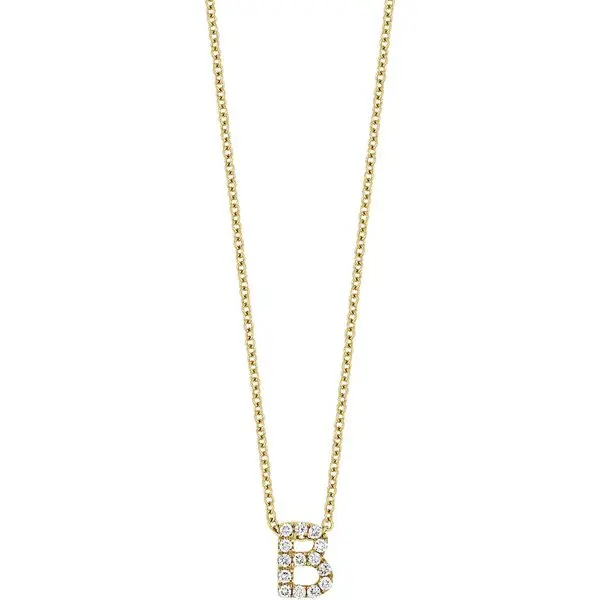 Bony Levy 18k Gold Pavé Diamond Initial Pendant Necklace - 18k Yellow Gold - B