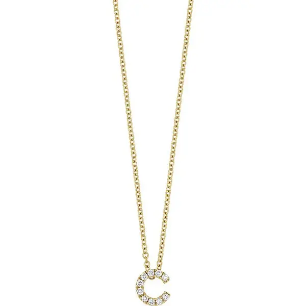 Bony Levy 18k Gold Pavé Diamond Initial Pendant Necklace - 18k Yellow Gold - C