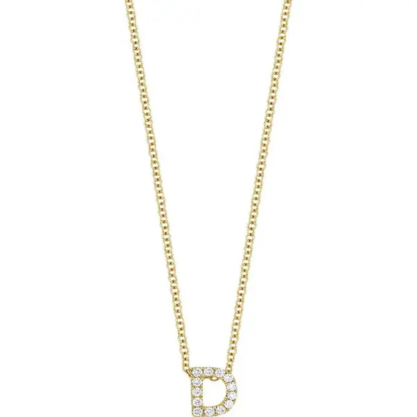 Bony Levy 18k Gold Pavé Diamond Initial Pendant Necklace - 18k Yellow Gold - D