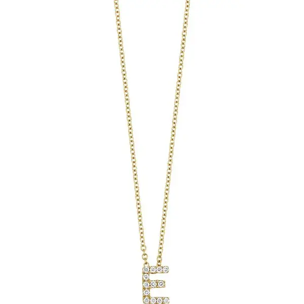 Bony Levy 18k Gold Pavé Diamond Initial Pendant Necklace - 18k Yellow Gold - E
