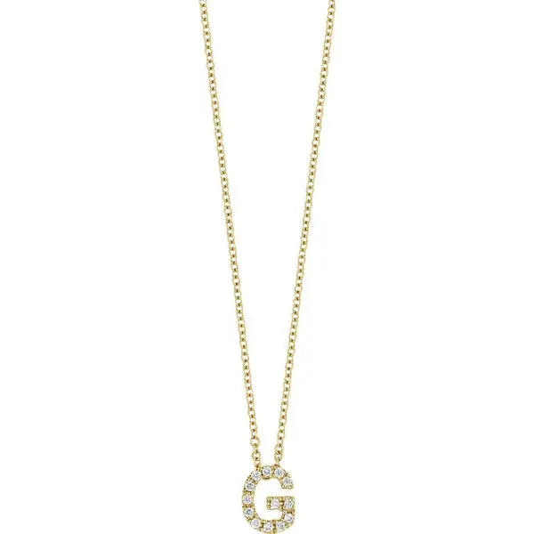 Bony Levy 18k Gold Pavé Diamond Initial Pendant Necklace - 18k Yellow Gold - G