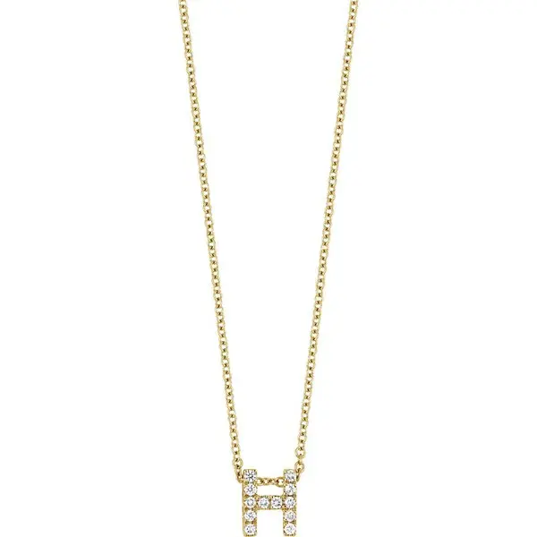 Bony Levy 18k Gold Pavé Diamond Initial Pendant Necklace - 18k Yellow Gold - H