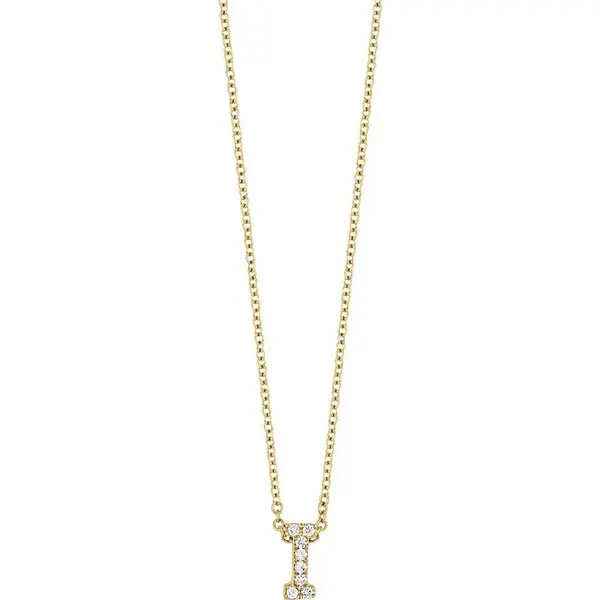 Bony Levy 18k Gold Pavé Diamond Initial Pendant Necklace - 18k Yellow Gold - I