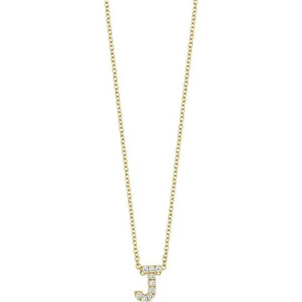 Bony Levy 18k Gold Pavé Diamond Initial Pendant Necklace - 18k Yellow Gold - J