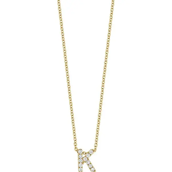 Bony Levy 18k Gold Pavé Diamond Initial Pendant Necklace - 18k Yellow Gold - K