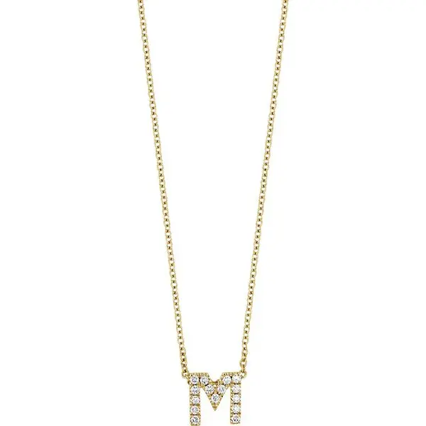 Bony Levy 18k Gold Pavé Diamond Initial Pendant Necklace - 18k Yellow Gold - M