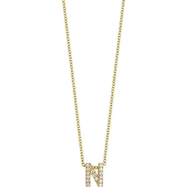 Bony Levy 18k Gold Pavé Diamond Initial Pendant Necklace - 18k Yellow Gold - N