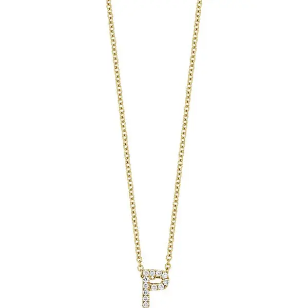 Bony Levy 18k Gold Pavé Diamond Initial Pendant Necklace - 18k Yellow Gold - P