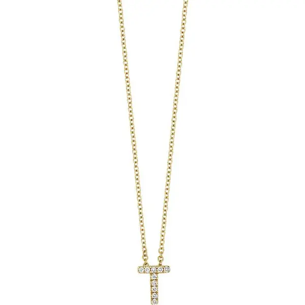 Bony Levy 18k Gold Pavé Diamond Initial Pendant Necklace - 18k Yellow Gold - T
