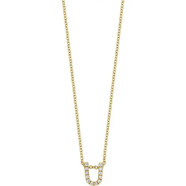 Bony Levy 18k Gold Pavé Diamond Initial Pendant Necklace - 18k Yellow Gold - U