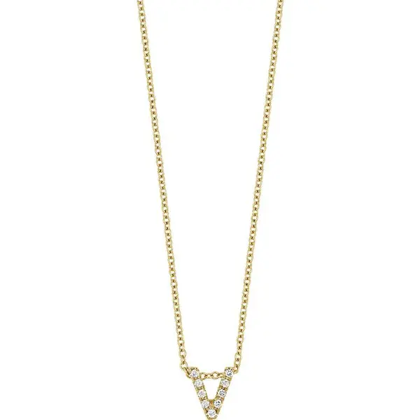 Bony Levy 18k Gold Pavé Diamond Initial Pendant Necklace - 18k Yellow Gold - V