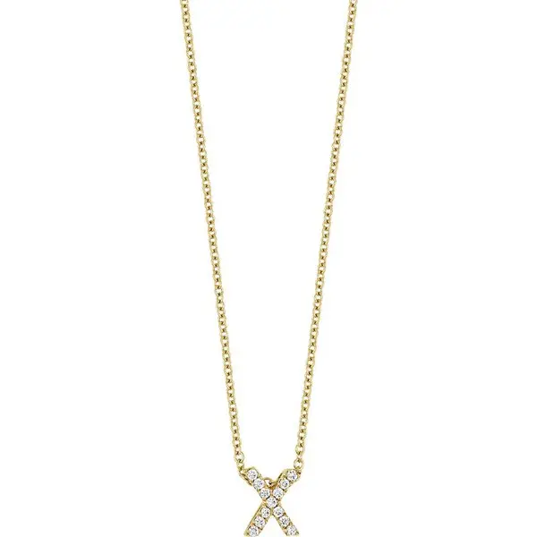 Bony Levy 18k Gold Pavé Diamond Initial Pendant Necklace - 18k Yellow Gold - X