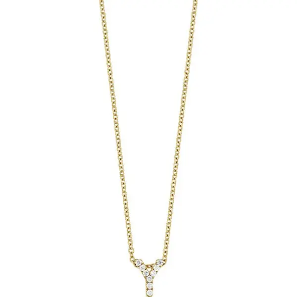 Bony Levy 18k Gold Pavé Diamond Initial Pendant Necklace - 18k Yellow Gold - Y