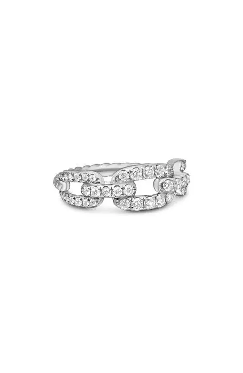 David Yurman Stax Diamond Chain Link Ring - White Gold