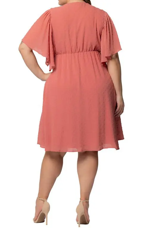 KIYONNA Florence Flutter Sleeve Dress - Peach