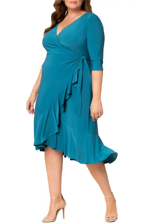 KIYONNA Whimsy Wrap Dress - Blue Jade