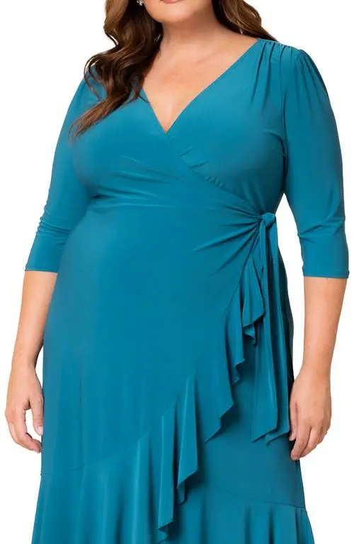 KIYONNA Whimsy Wrap Dress - Blue Jade