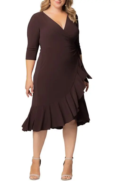 KIYONNA Whimsy Wrap Dress - Chocolate