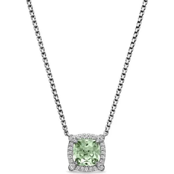 David Yurman Petite Chatelaine® Pavé Bezel Pendant Necklace - Silver Pave/prasiolite