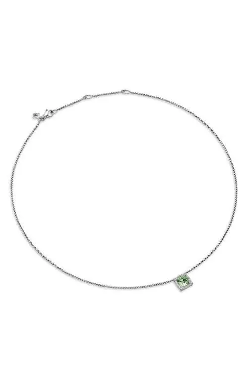 David Yurman Petite Chatelaine® Pavé Bezel Pendant Necklace - Silver Pave/prasiolite