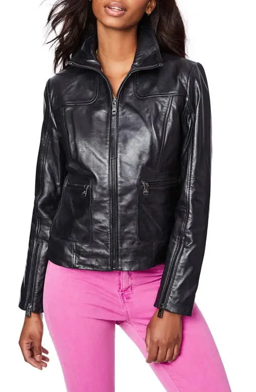 Bernardo Lambskin Leather Jacket - Black