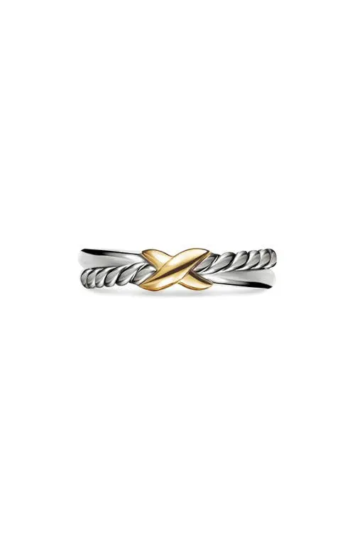 David Yurman Sterling Silver And 18k Yellow Gold Petite X Ring - Silver/yellow Gold