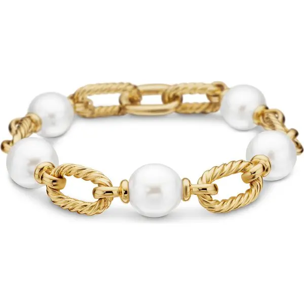 David Yurman Dy Madison® Pearl Chain Bracelet - Pearl/yellow Gold