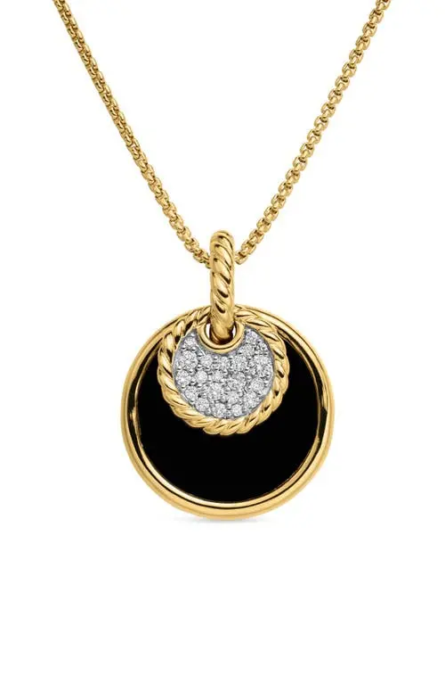 David Yurman Elements Double Pendant Necklace - 18k Yellow Gold/ Diamond